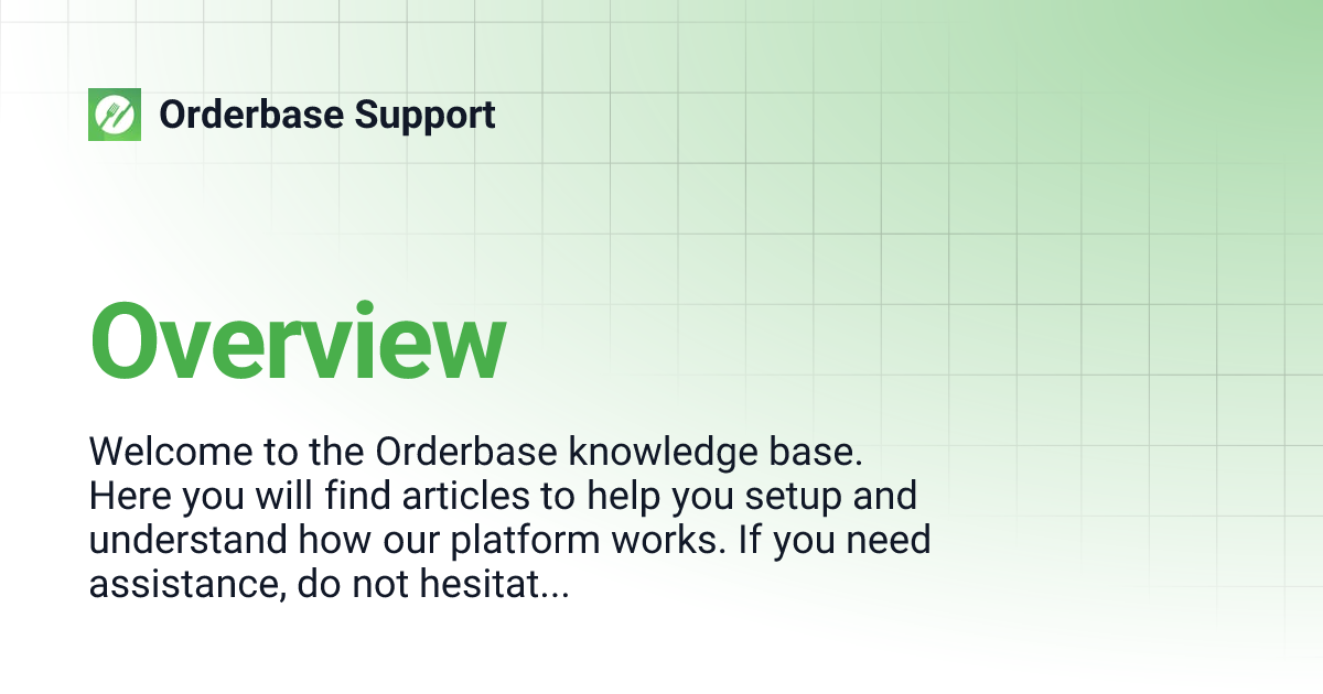 Overview | Orderbase Support